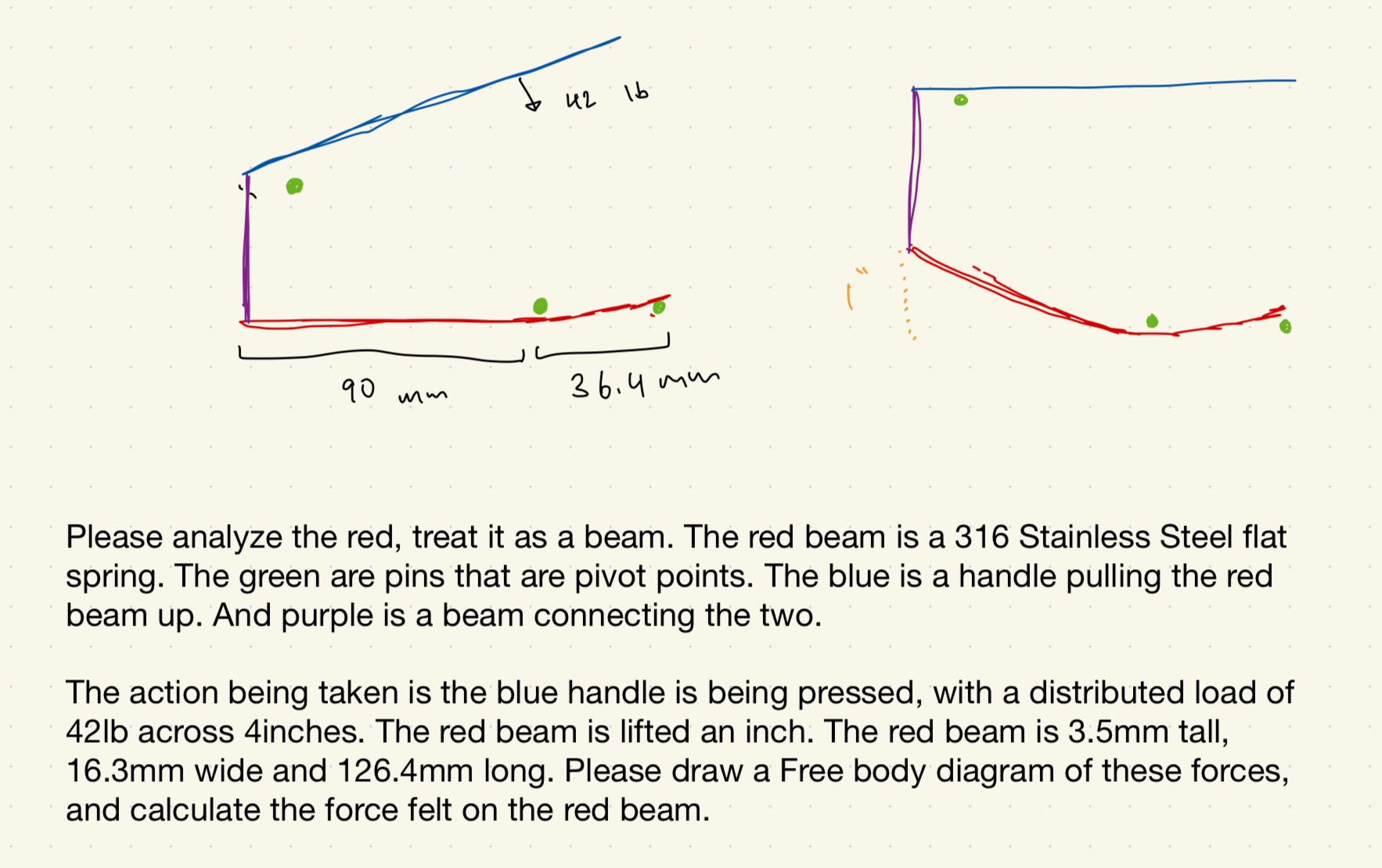 Solved Please analyze the red, treat it as a beam. The red | Chegg.com