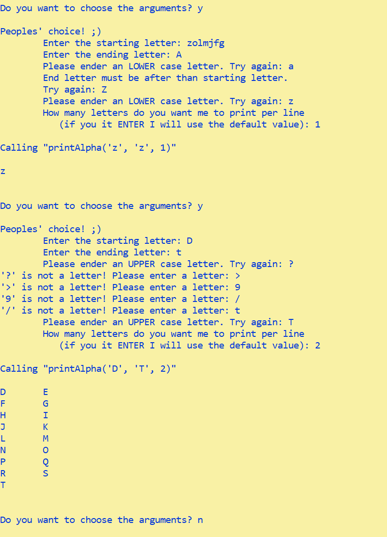 Solved Write a single function called printAlpha that prints | Chegg.com