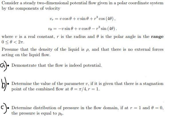 + Consider a steady two-dimensional potential flow | Chegg.com