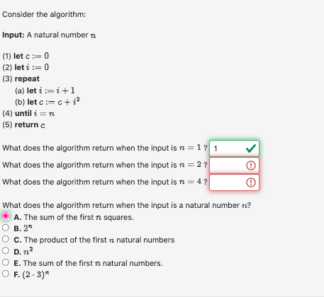 Solved Consider the algorithm: Algorithm Input: A natural | Chegg.com