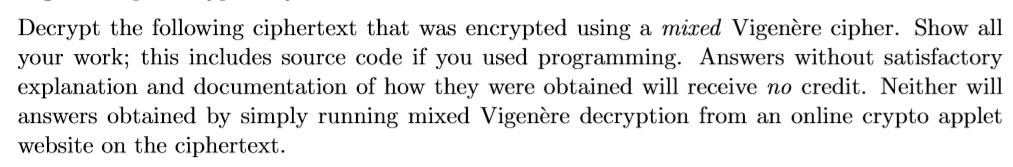 Decrypt the following ciphertext that was encrypted | Chegg.com
