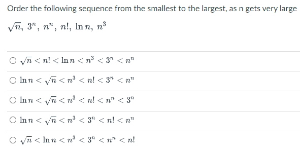 Solved Order the following sequence from the smallest to the | Chegg.com