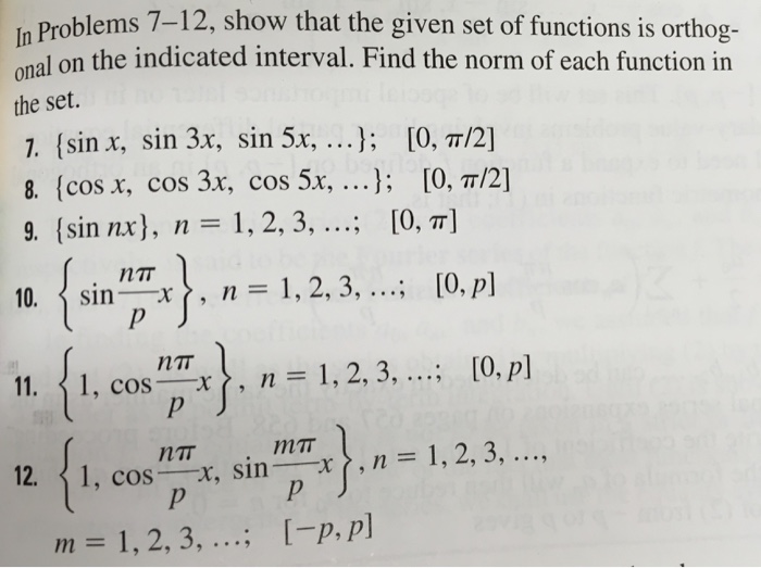 Solved Show That The Given Set Of Functions Is Orthogonal On