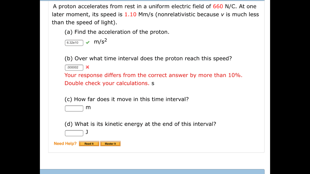 Solved A Proton Accelerates From Rest In A Uniform Electric