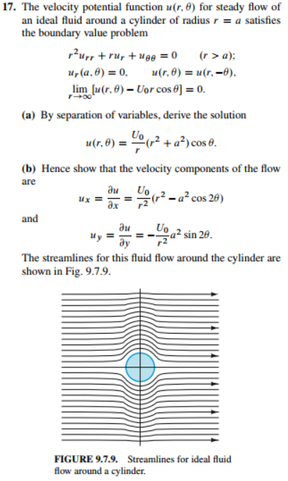 17. The velocity potential function u(r. ) for steady | Chegg.com