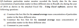 Q3:Ambinter particulate matter monitor recorded the | Chegg.com