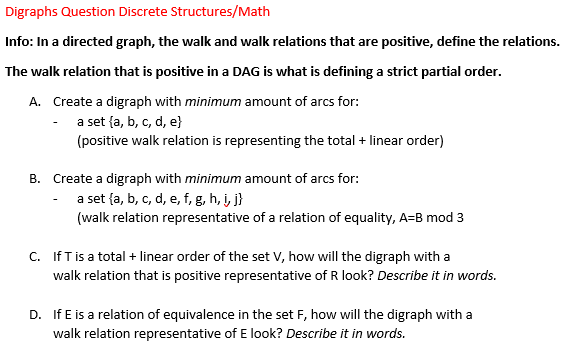 Digraphs Question Discrete Structures/Math Info: In a | Chegg.com