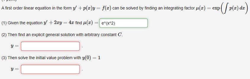 Solved A First Order Linear Equation In The Form 2964