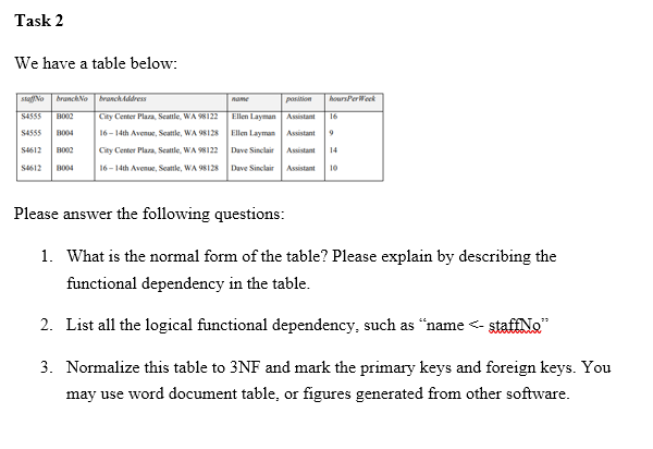 Solved We have a table below: Please answer the following | Chegg.com