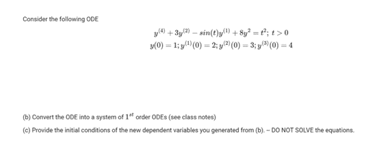 Solved Consider the following ODE | Chegg.com