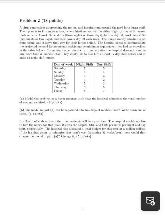 Solved 7 1 Problem 2 (18 points) A virus pandemic is | Chegg.com