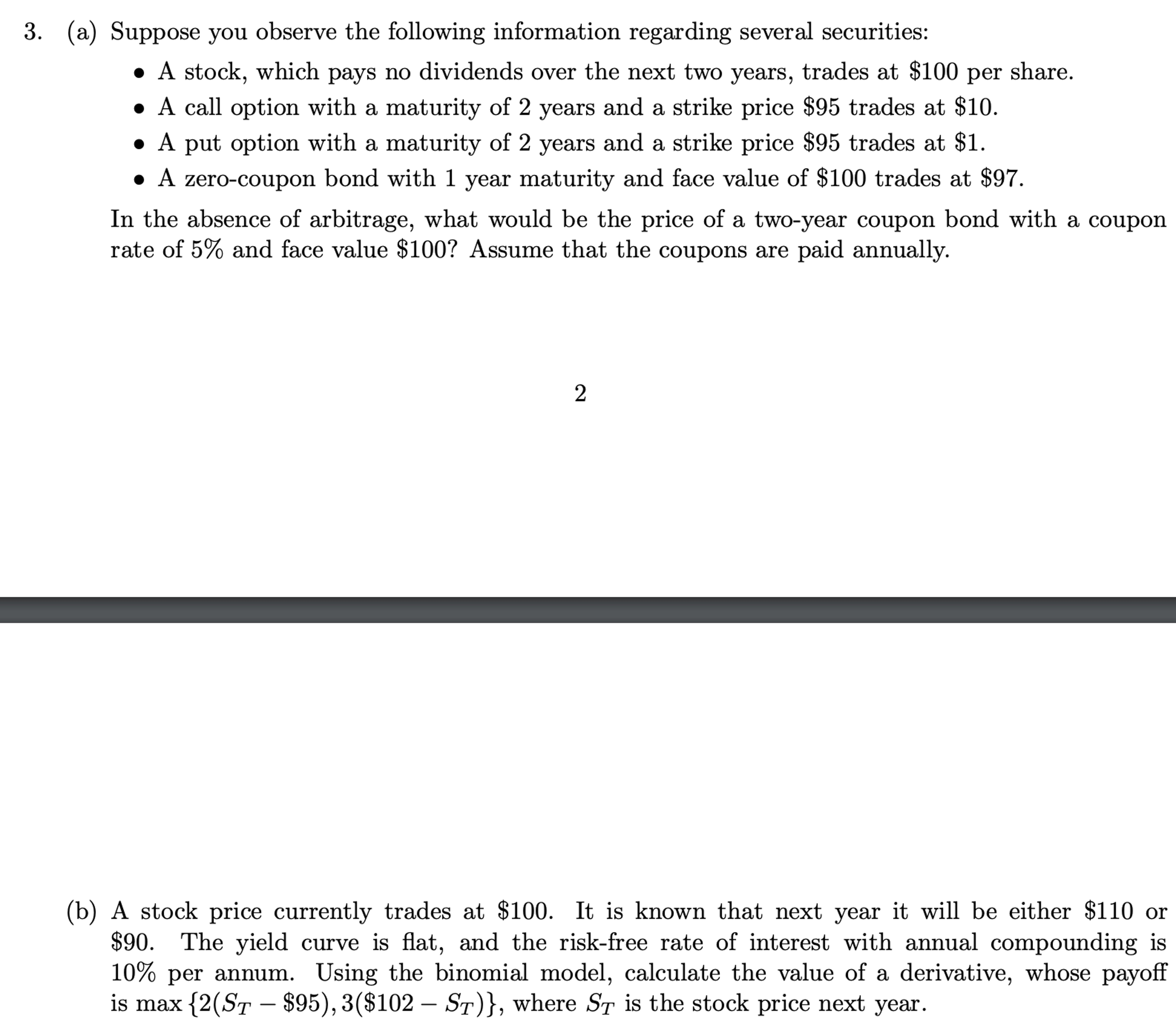 Solved (a) ﻿Suppose you observe the following information | Chegg.com