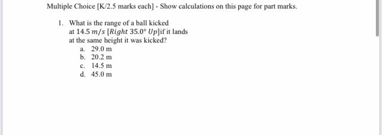 Solved Multiple Choice [K/2.5 marks each] - Show | Chegg.com