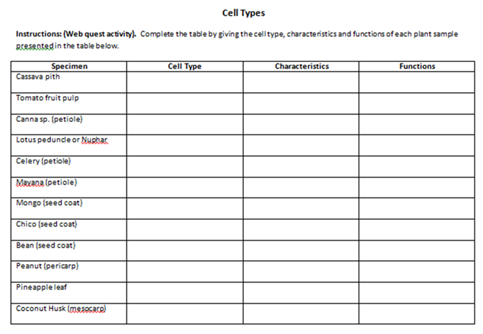 Solved Cell Types Instructions: (Webquest activity). | Chegg.com