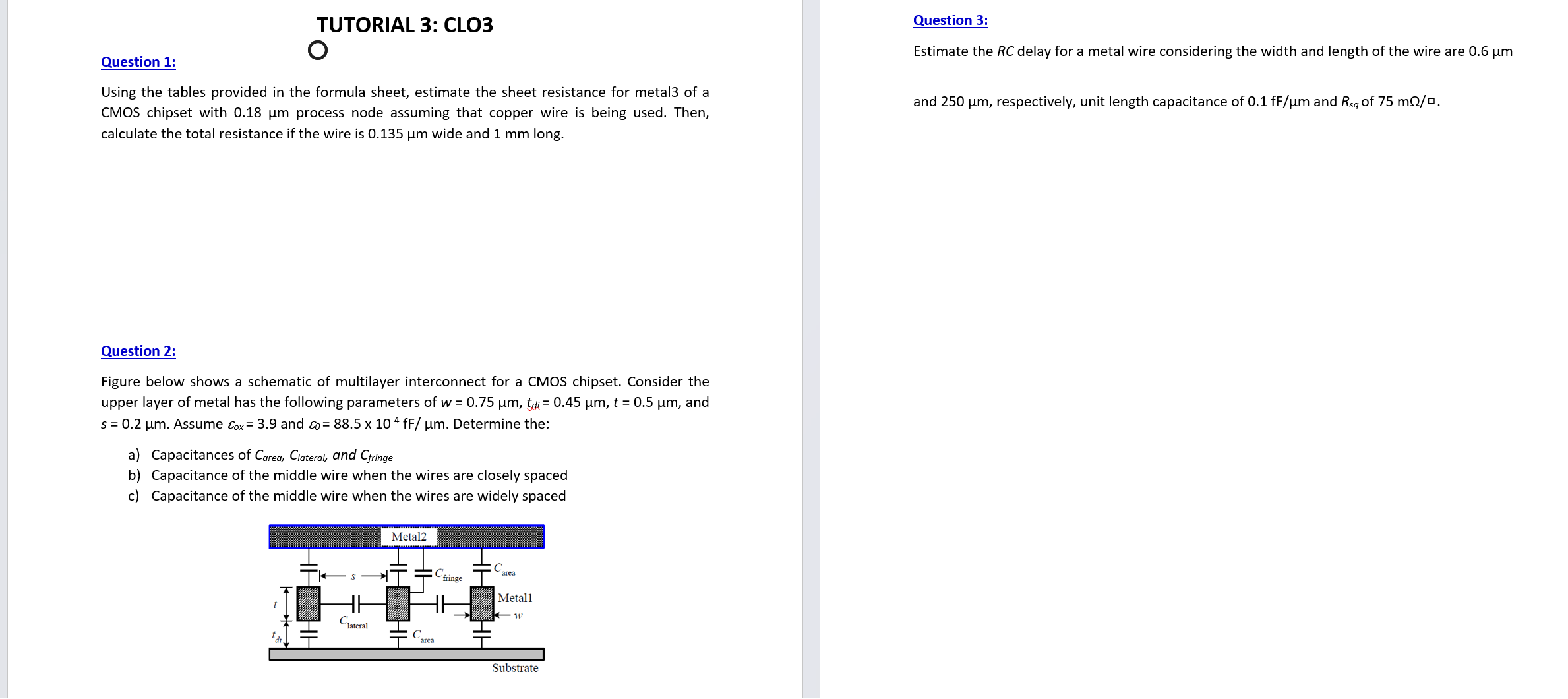 Solved TUTORIAL 3: CLO3 Question 1: Using the tables | Chegg.com