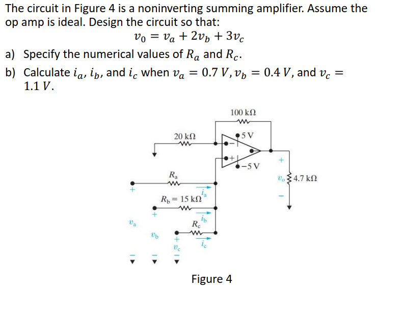 Solved The circuit in Figure 4 is a noninverting summing | Chegg.com