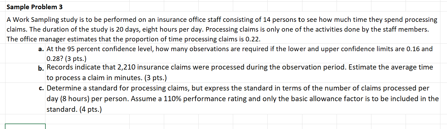 Solved Sample Problem 3 A Work Sampling study is to be | Chegg.com