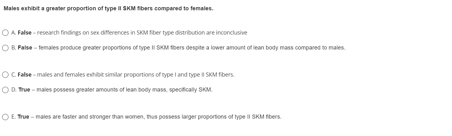 Solved Males exhibit a greater proportion of type II SKM | Chegg.com