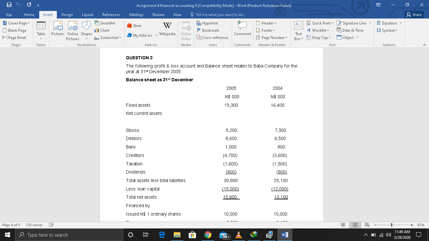 Solved х File Home Insert Design Layout References & Share A | Chegg.com