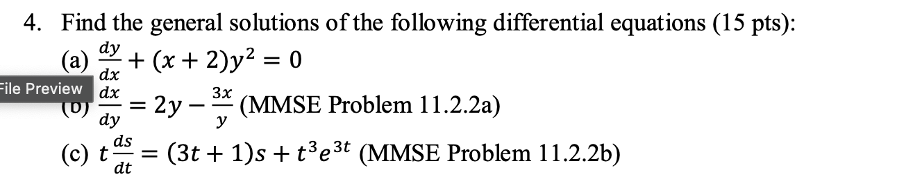 Solved 4. Find the general solutions of the following | Chegg.com