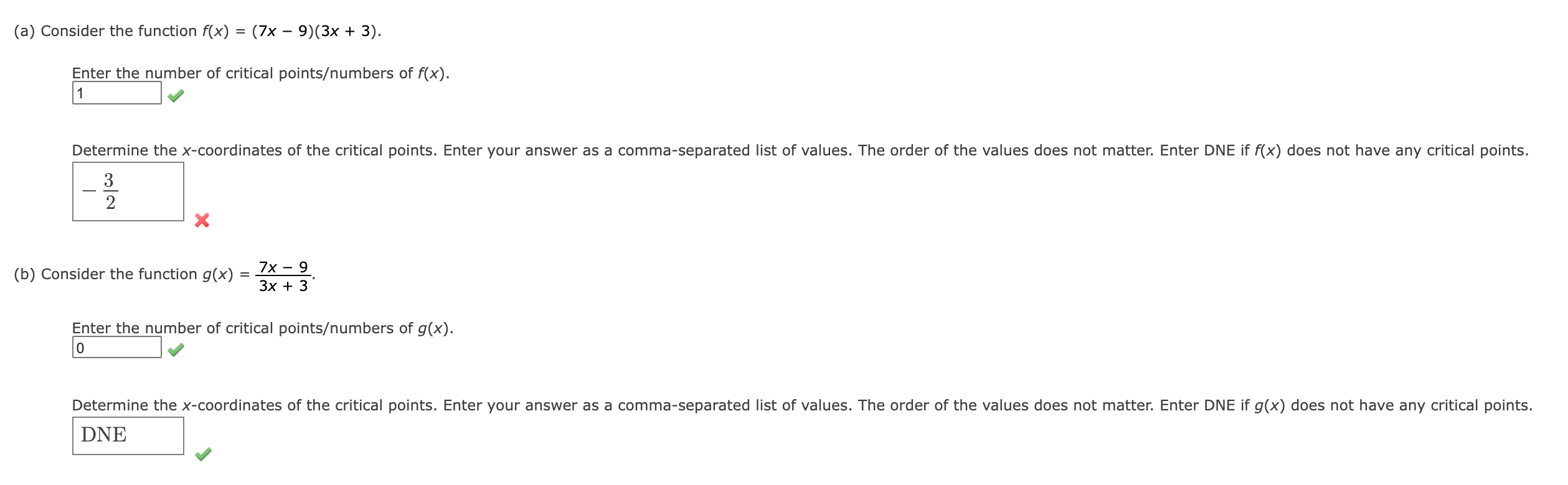 Solved (a) Consider the function f(x) = (7x – 9)(3x + 3). | Chegg.com