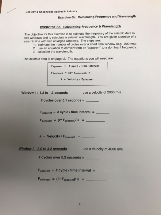Solved Geology & Geophysics Applied in Industry Exercise 6b: | Chegg.com