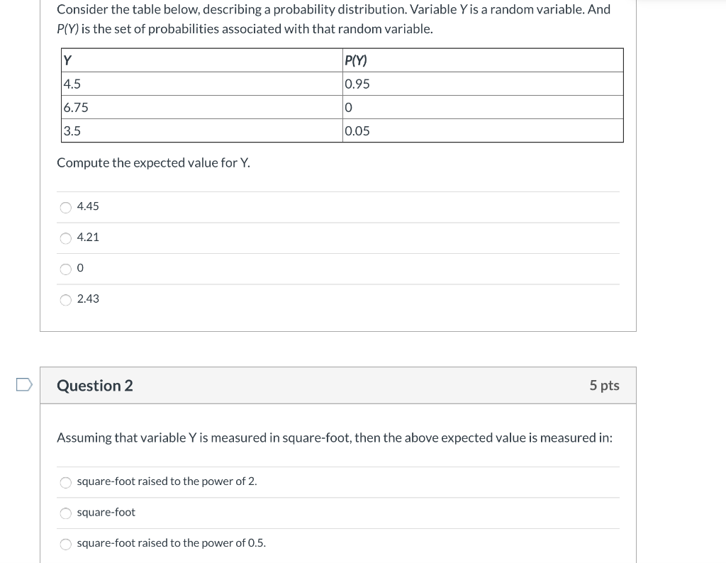 Solved Consider the table below, describing a probability | Chegg.com