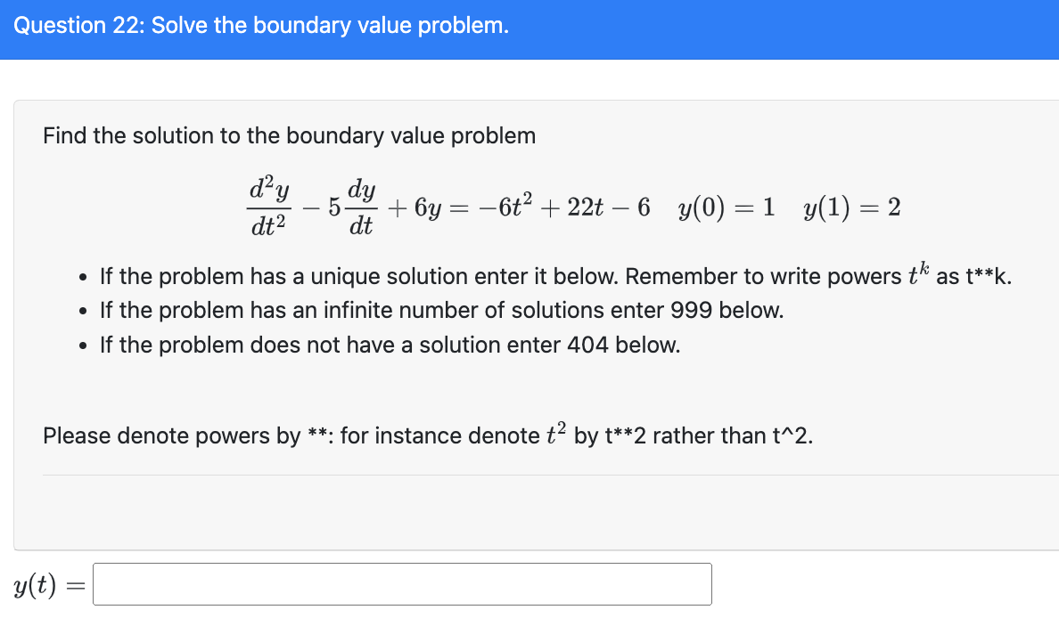 Solved Question 22: Solve the boundary value problem. Find | Chegg.com