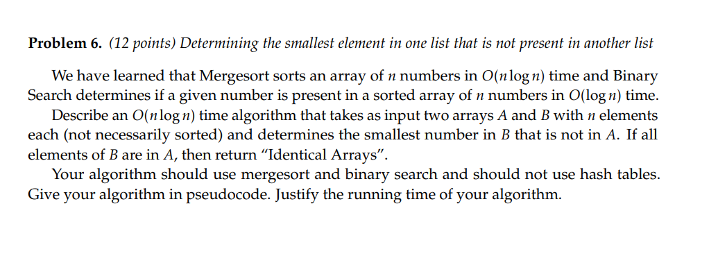 Solved Problem 6. (12 points) Determining the smallest | Chegg.com
