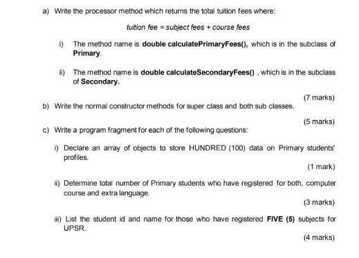Solved Given the following student at Secondary classes: | Chegg.com