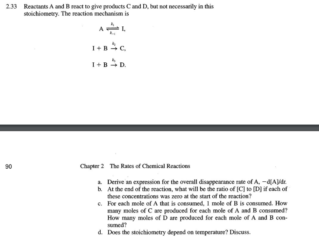 Solved 2.33 Reactants A and B react to give products C and | Chegg.com