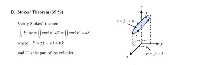 Solved B. Stokes' Theorem (35%) Verify Stokes' theorem: | Chegg.com