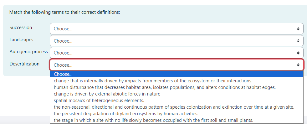 Solved Match the following terms to their correct | Chegg.com