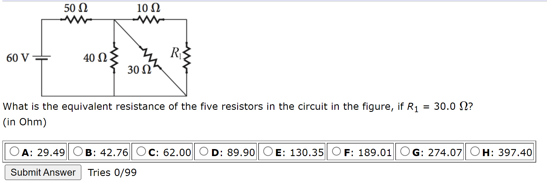 Solved What is the equivalent resistance of the five | Chegg.com