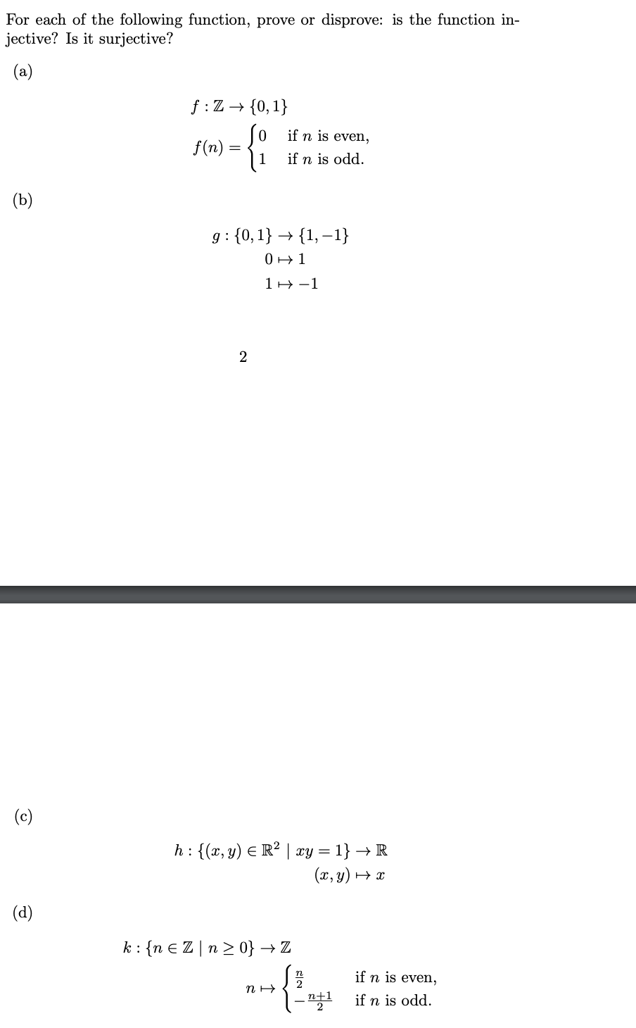 Solved For each of the following function, prove or | Chegg.com