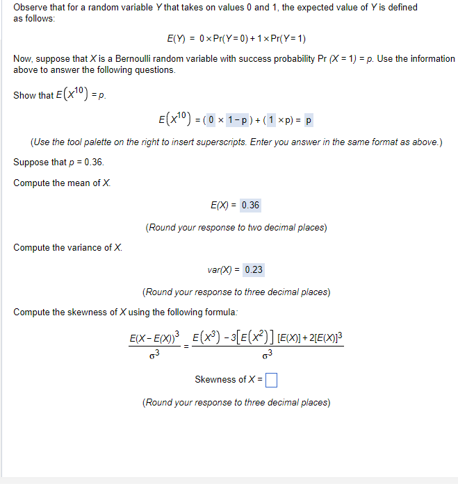 Observe that for a random variable Y that takes on | Chegg.com