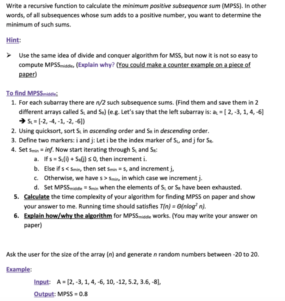 Write a recursive function to calculate the minimum | Chegg.com