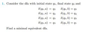 Solved Consider the dfa with initial state q0, final state | Chegg.com