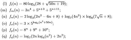 Solved Give the asymptotic complexity of each of the | Chegg.com
