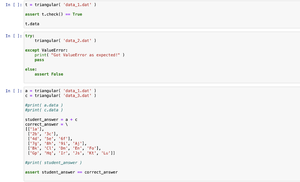 Solved Consider the following file with "triangular" data, | Chegg.com