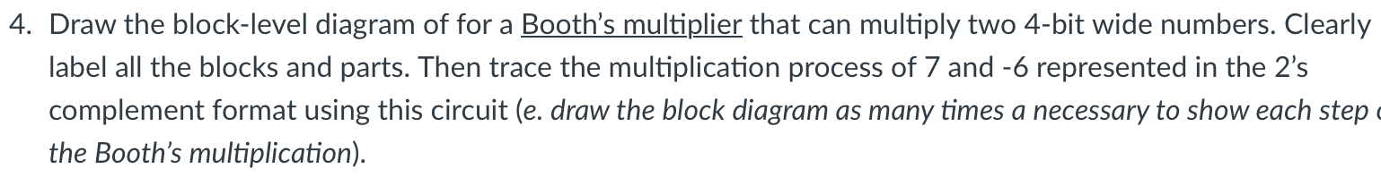 Solved 4. ﻿Draw the block-level diagram of for a Booth's | Chegg.com