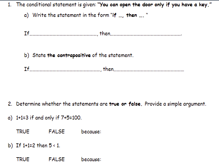 Solved 1. The conditional statement is given: "You can open | Chegg.com