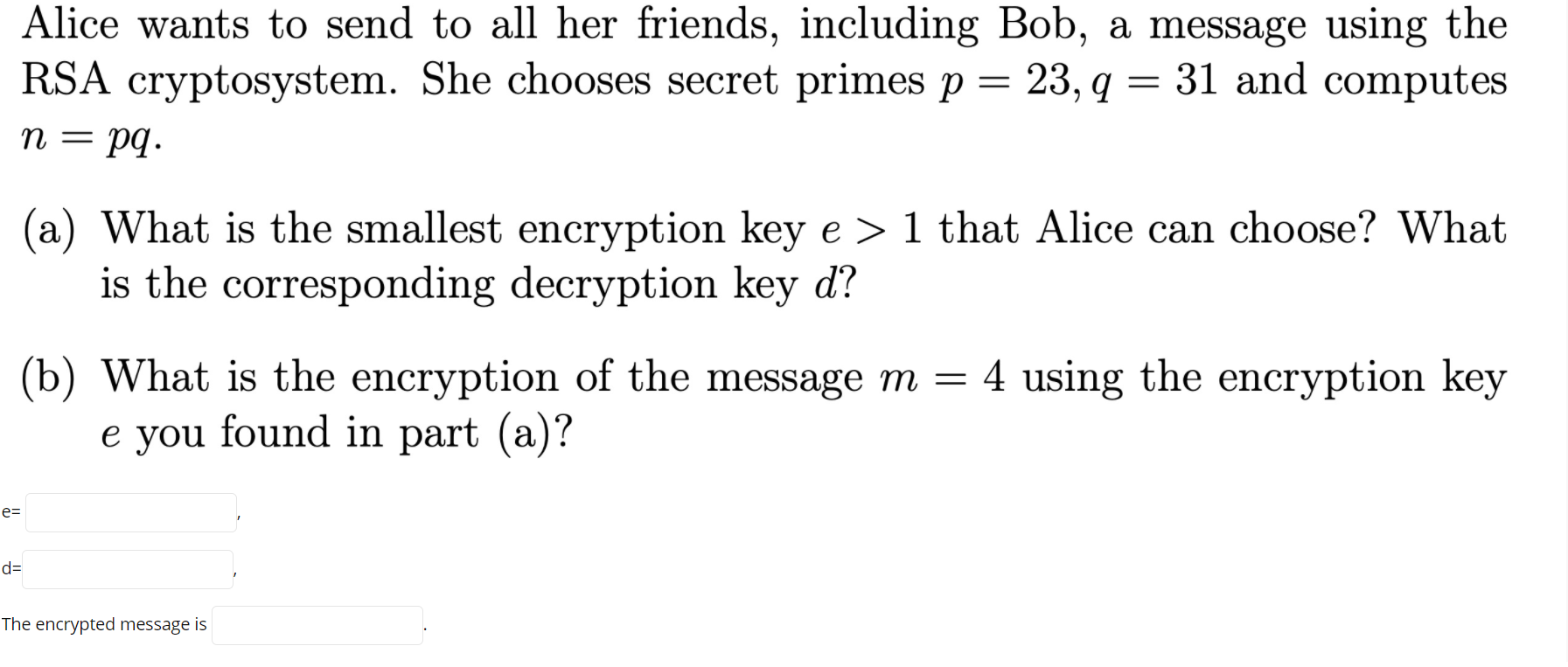 Solved Alice wants to send to all her friends, including | Chegg.com