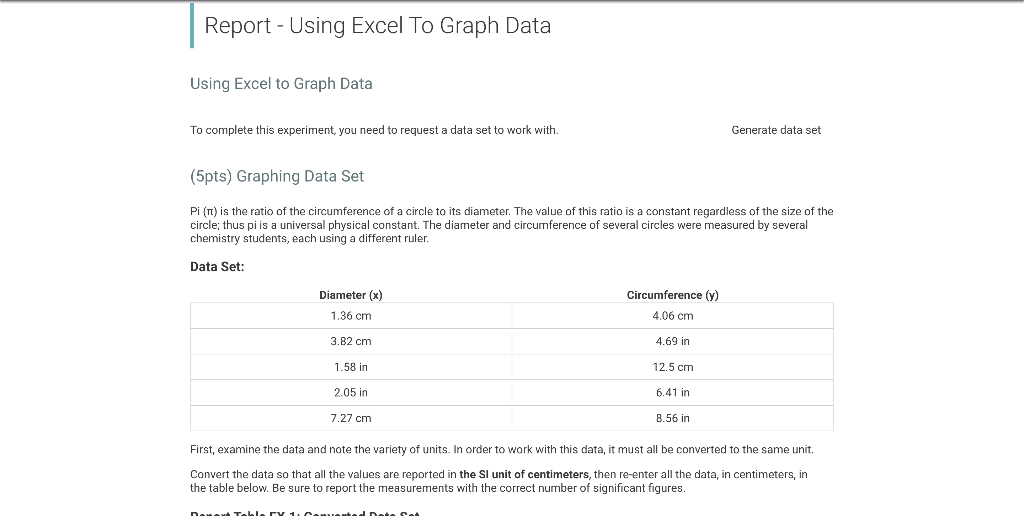 Solved Report - Using Excel To Graph Data Using Excel to | Chegg.com