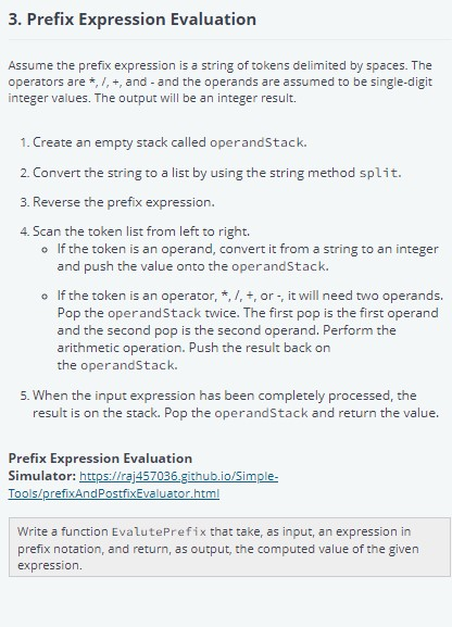 Solved 3. Prefix Expression Evaluation Assume the prefix | Chegg.com