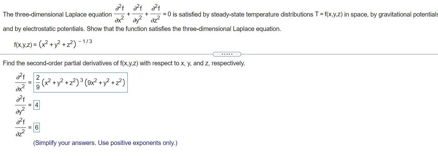 Solved + + ax? 22f 22 22 The three-dimensional Laplace | Chegg.com