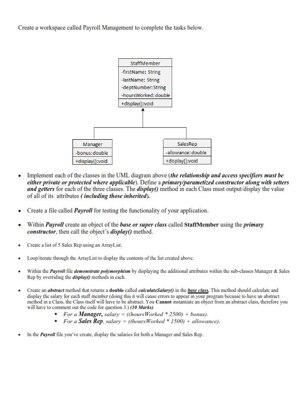 Solved Create a workspace called Payroll Management to | Chegg.com
