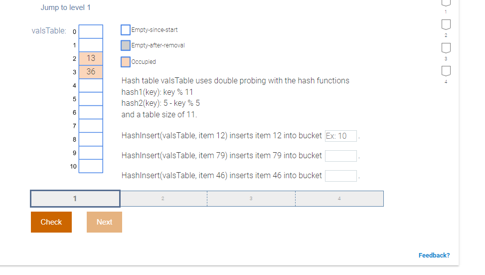 Solved Empty-since-start Empty-after-removal Occupied Hash | Chegg.com