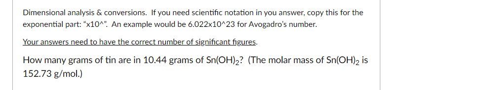 Solved Dimensional analysis \& conversions. If you need | Chegg.com