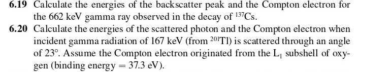 Solved 6.19 Calculate the energies of the backscatter peak | Chegg.com